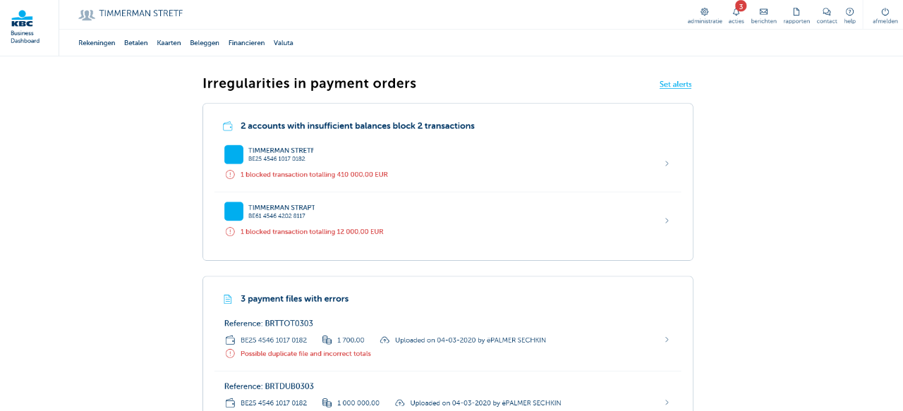 New options in the KBC Business Dashboard - Corporate Banking - KBC ...