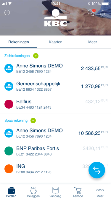 Raadpleeg rekeningen van andere banken in KBC Mobile - KBC Bank ...